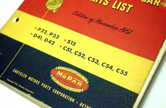 1951 Passenger Car Parts List Book - Vintage MoParts